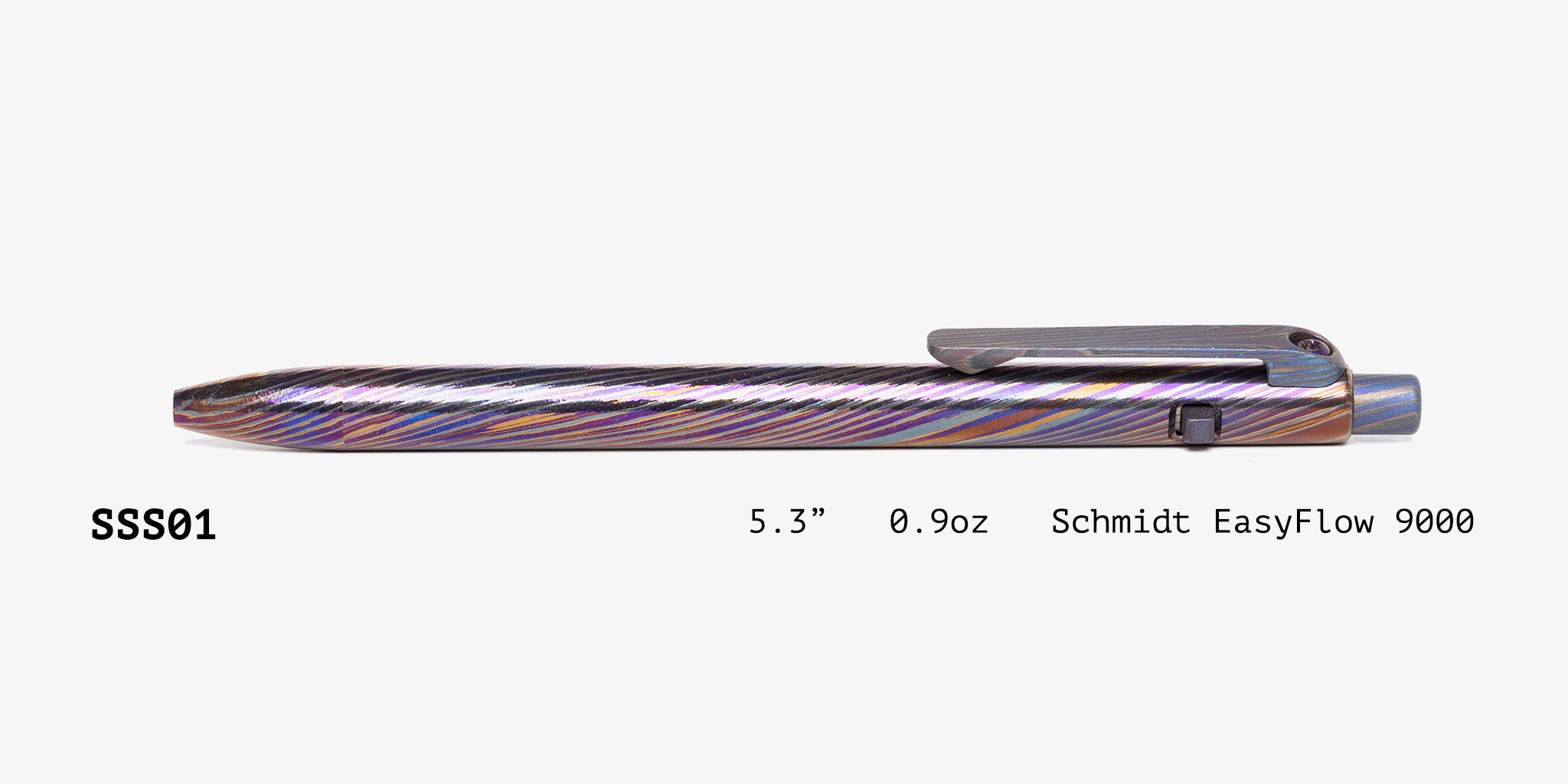 Full Zirconium Damascus Slim Side Click Pen – Tactile Turn